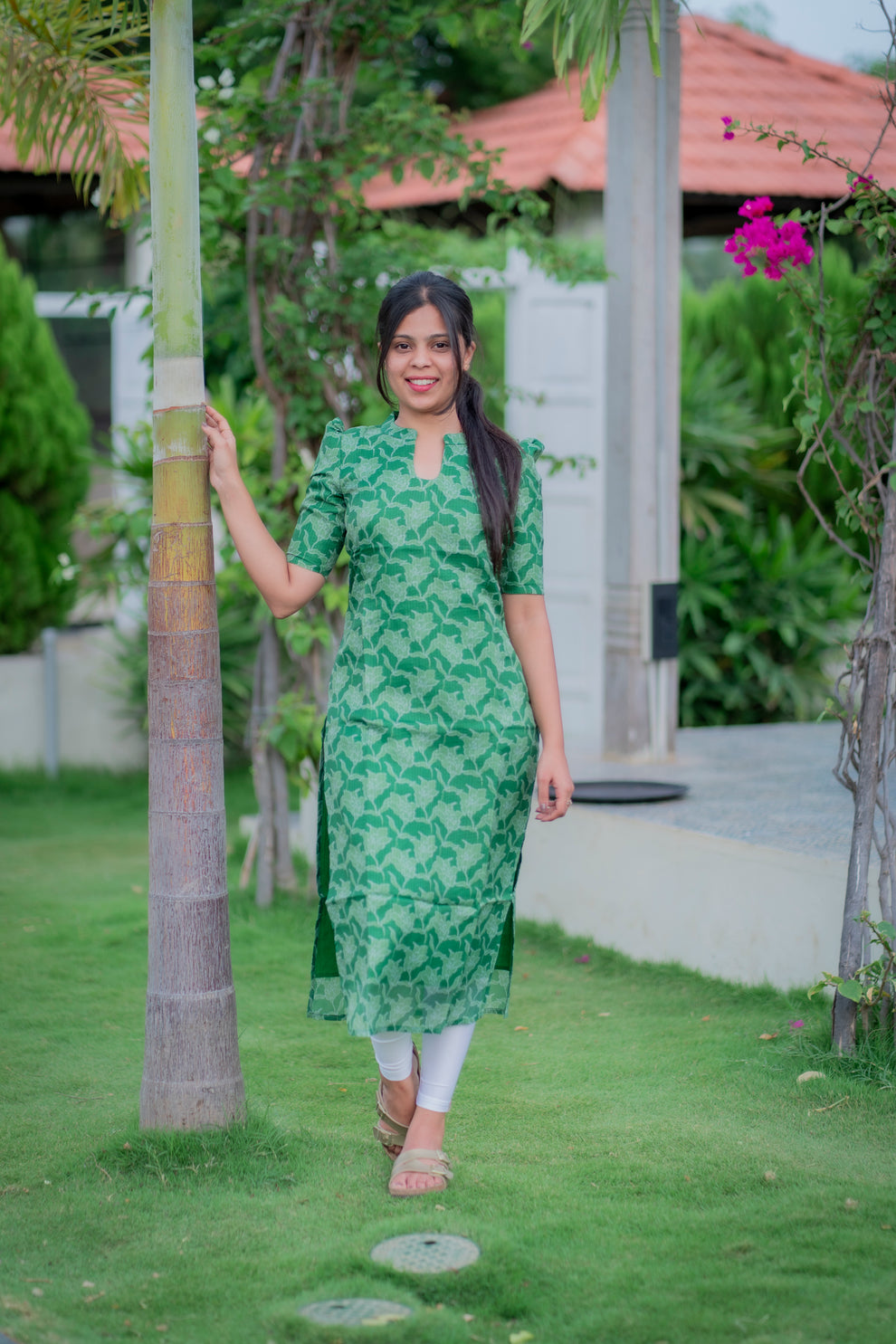 AA055 Bottle Green Kota Kurti – Ayla Attire